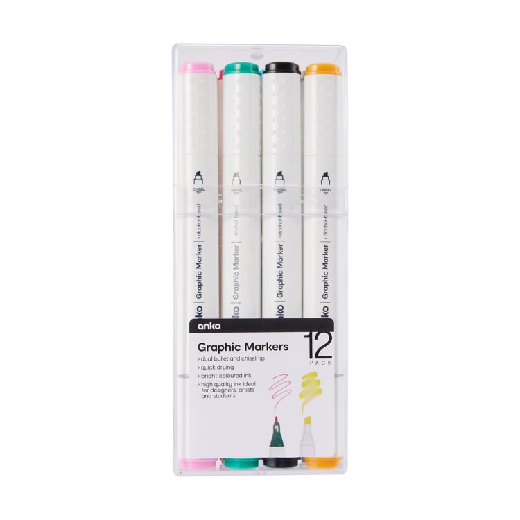 12 Pack Graphic Markers - Kmart NZ