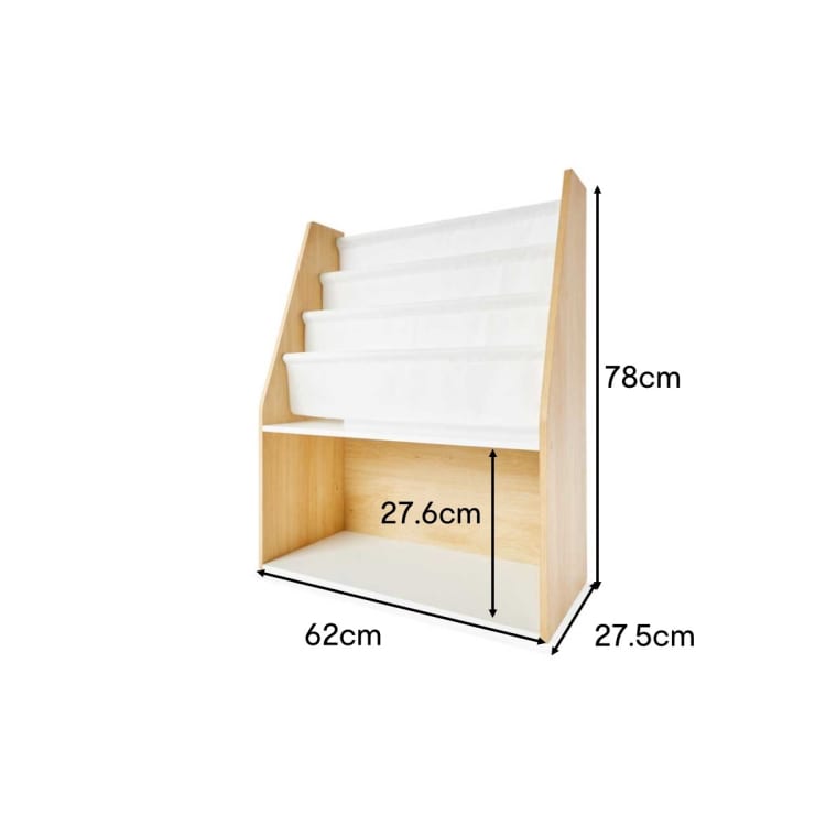 Oak Look and White Book Holder with Organiser - Kmart