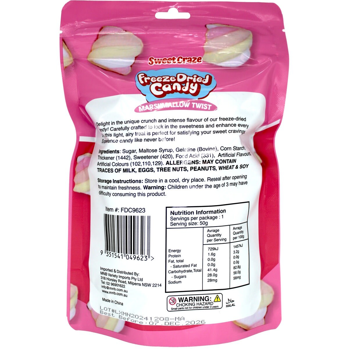 Sweet Craze Freeze Dried Candy 50g - Marshmallow Twist - Kmart