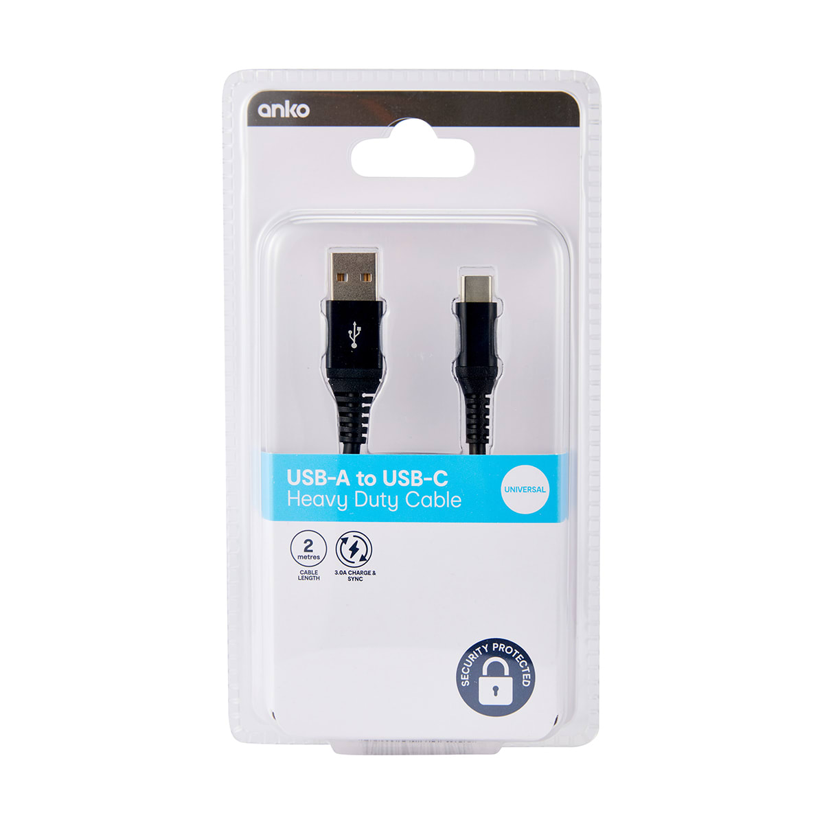 USBC Heavy Duty Cable 2m - Black - Kmart