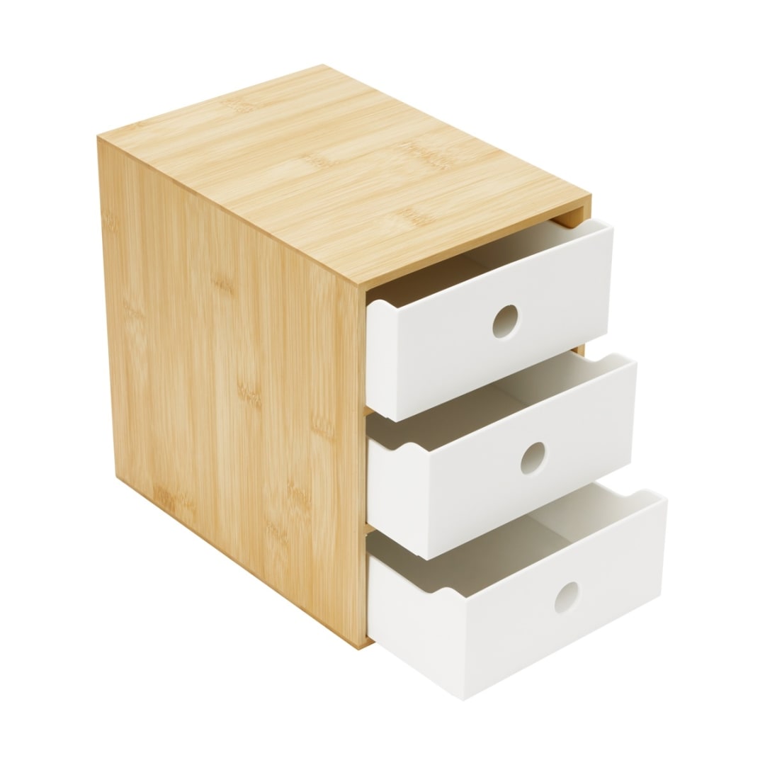 Bamboo and Plastic Vertical 3 Drawers - Kmart