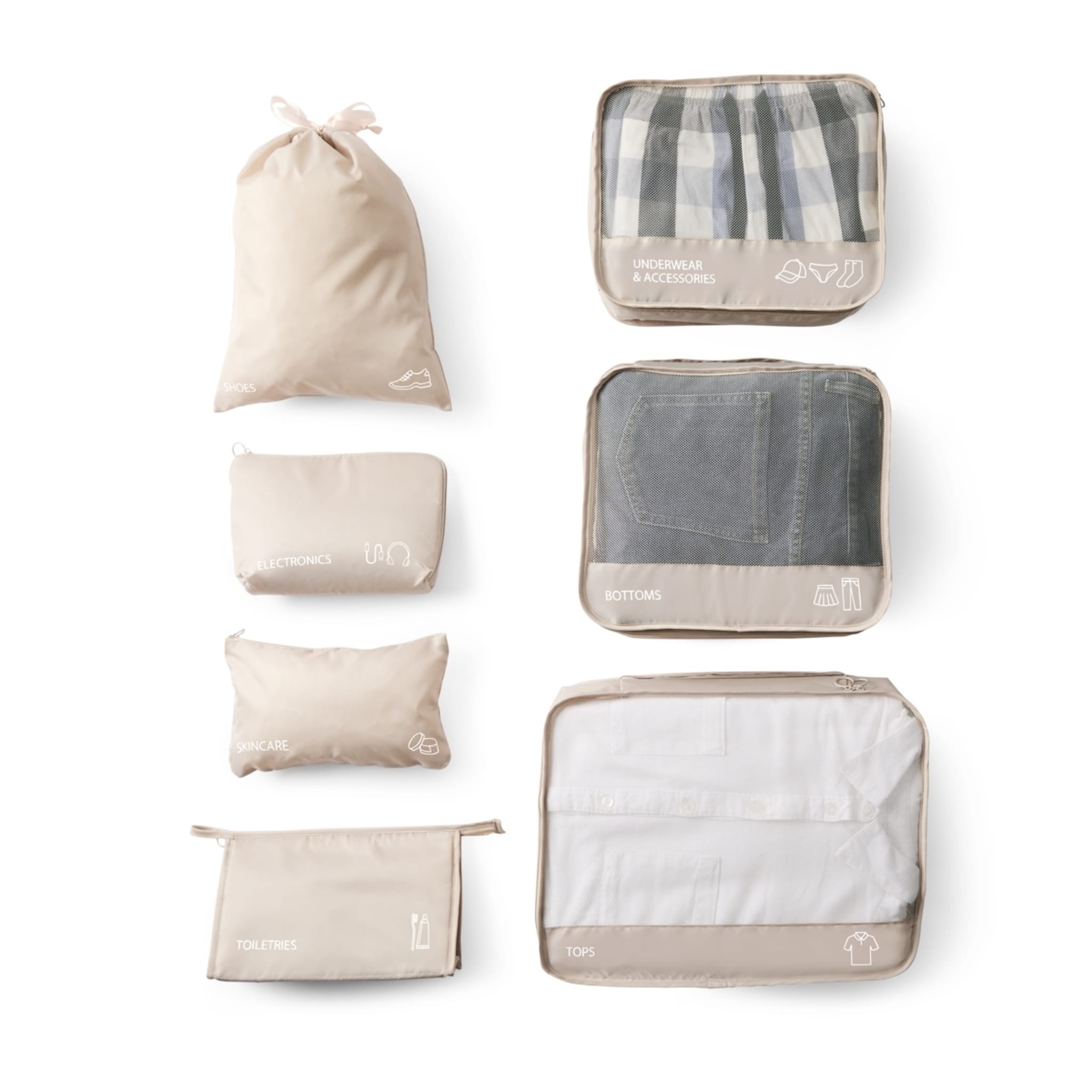 7 Piece Packing Cube - Beige - Kmart NZ