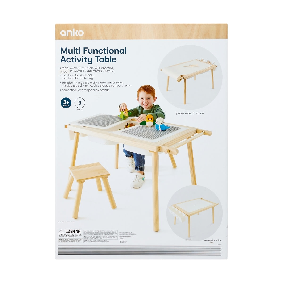 3 Piece Multi-Functional Activity Table - Kmart