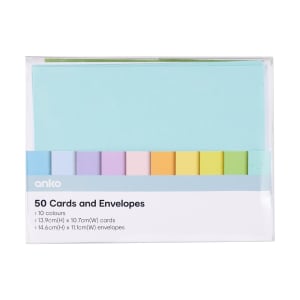 50 Pack Cards and Envelopes - Pastel - Kmart