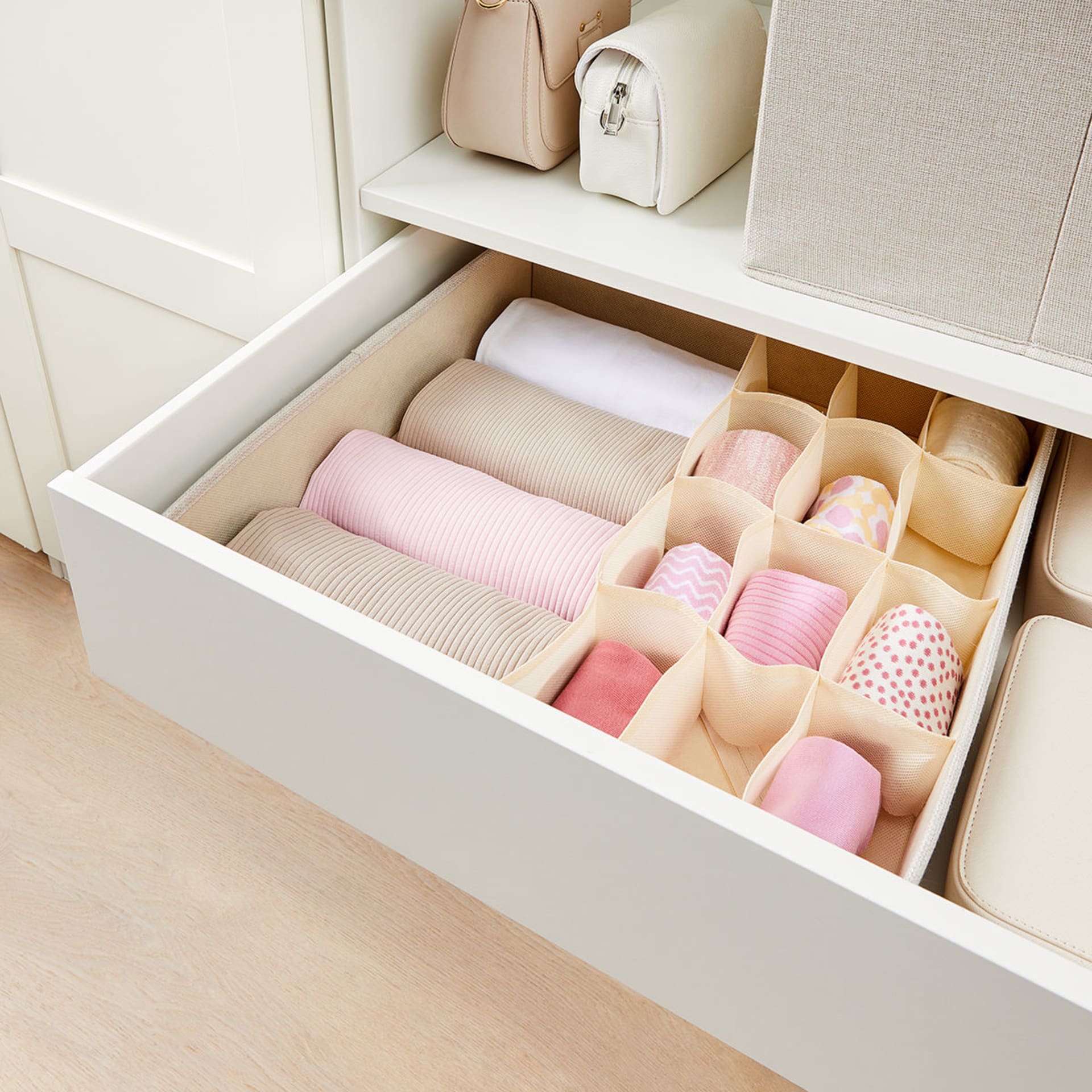 Linen Look Multi Grid Organiser - Beige - Kmart NZ