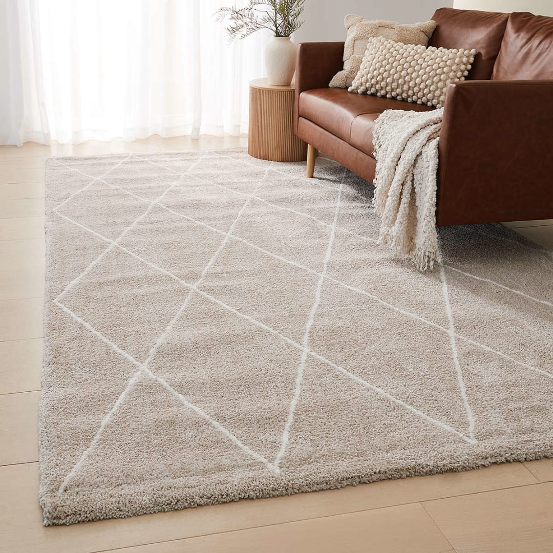 Trellis Rug - Natural, Extra Large - 270cm x 180cm - Kmart