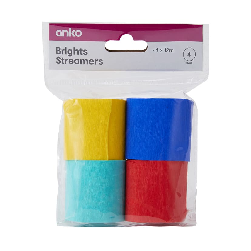 4 Pack Brights Streamers - Kmart