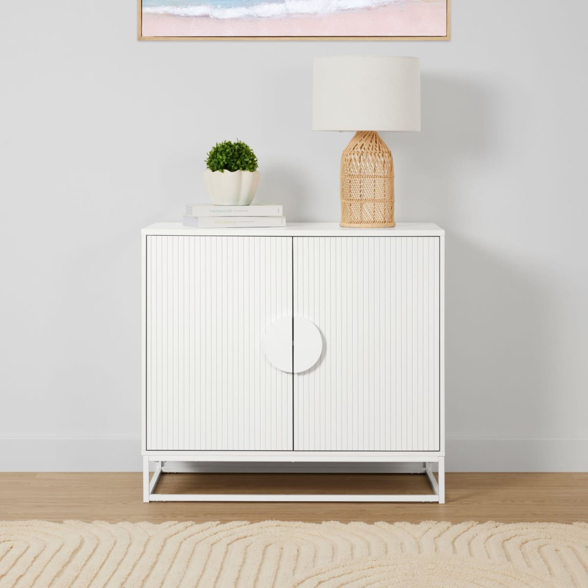 Stevie Ribbed Cabinet - White - Kmart