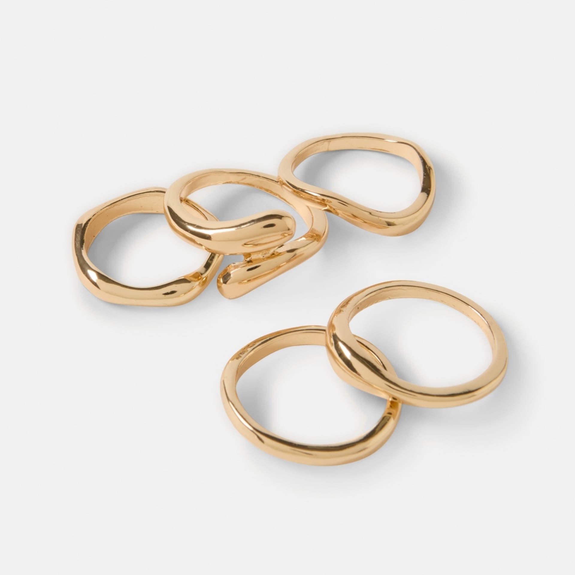 5 Pack Teardrop Rings - Gold Tone - Kmart