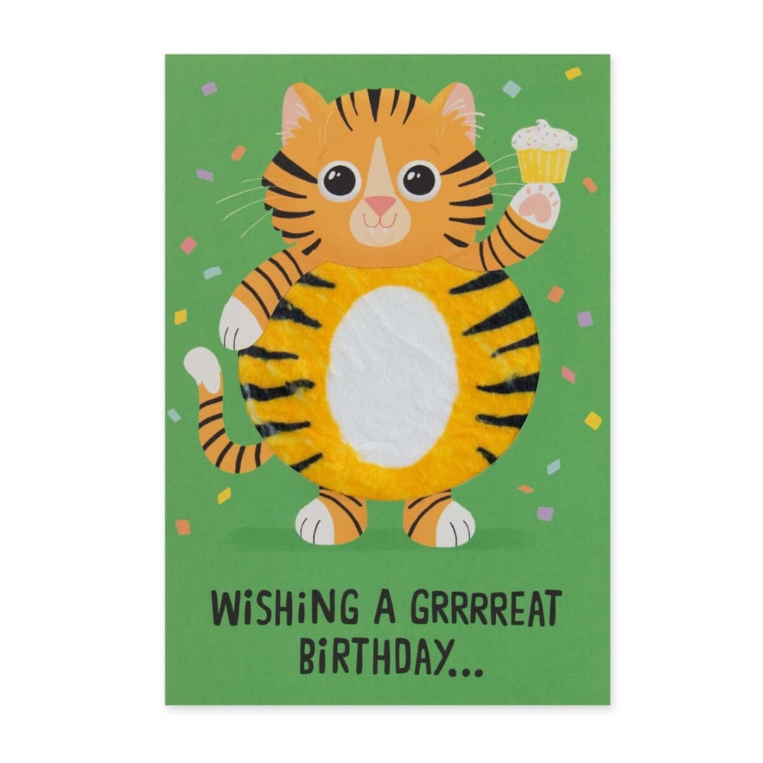 Hallmark Fuzzy Belly Tiger Birthday Card - Grrrreat Birthday! - Kmart