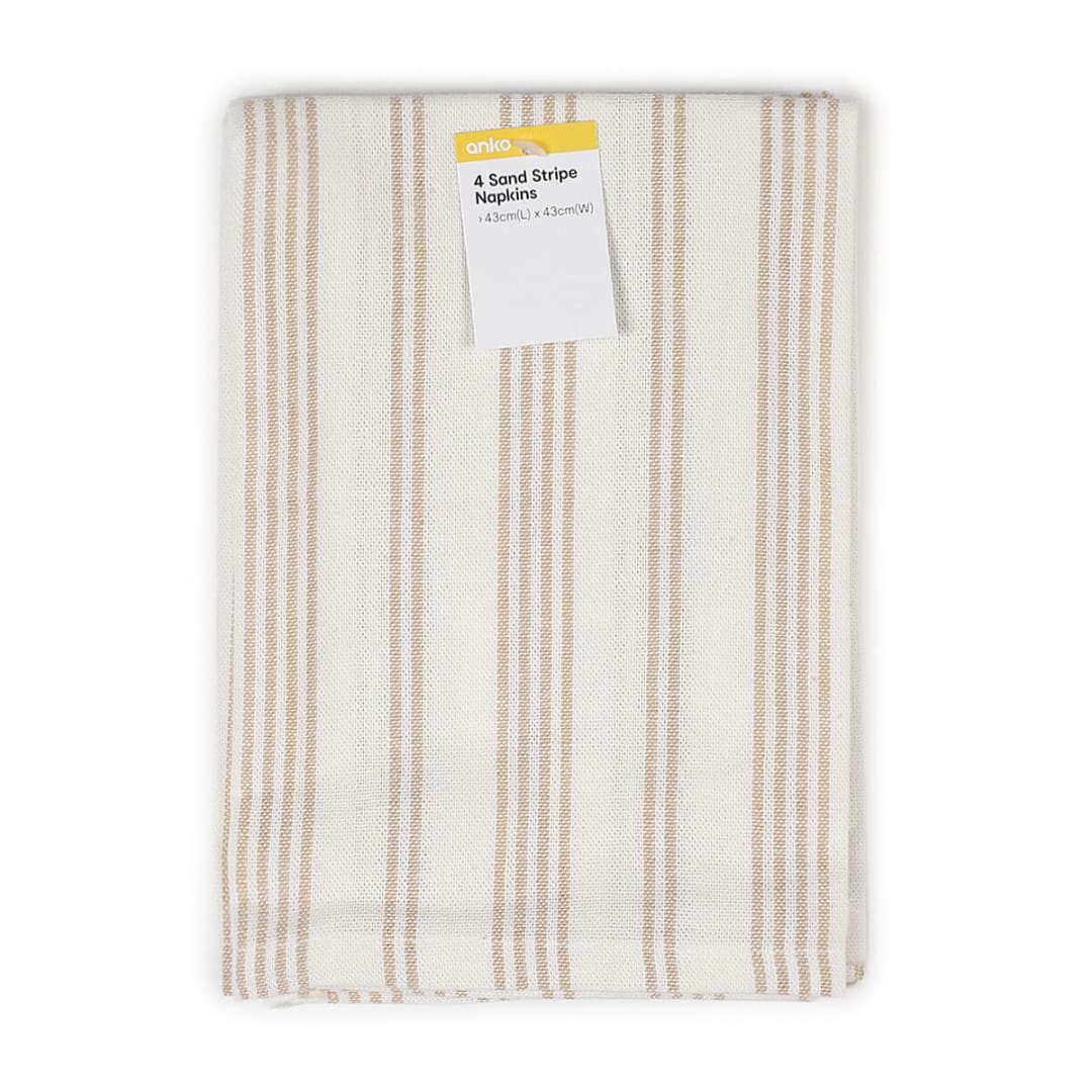 4 Pack Sand Stripe Napkins - Kmart