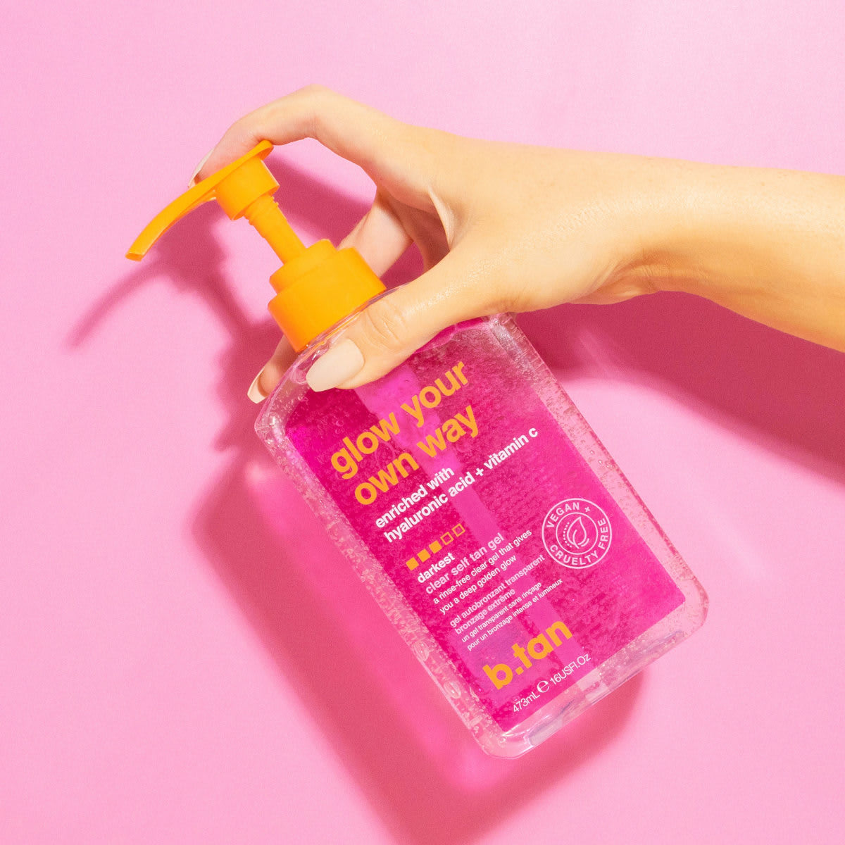 b.tan Glow Your Own Way Clear Self Tan Gel 473ml - Darkest, Hyaluronic ...