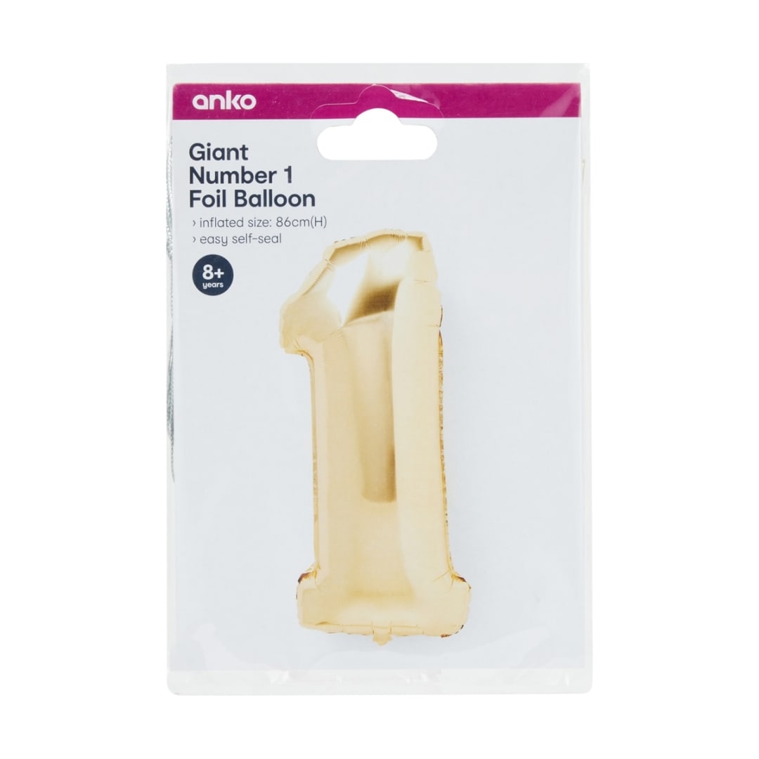Gold Look Giant Number 1 Foil Balloon - Kmart