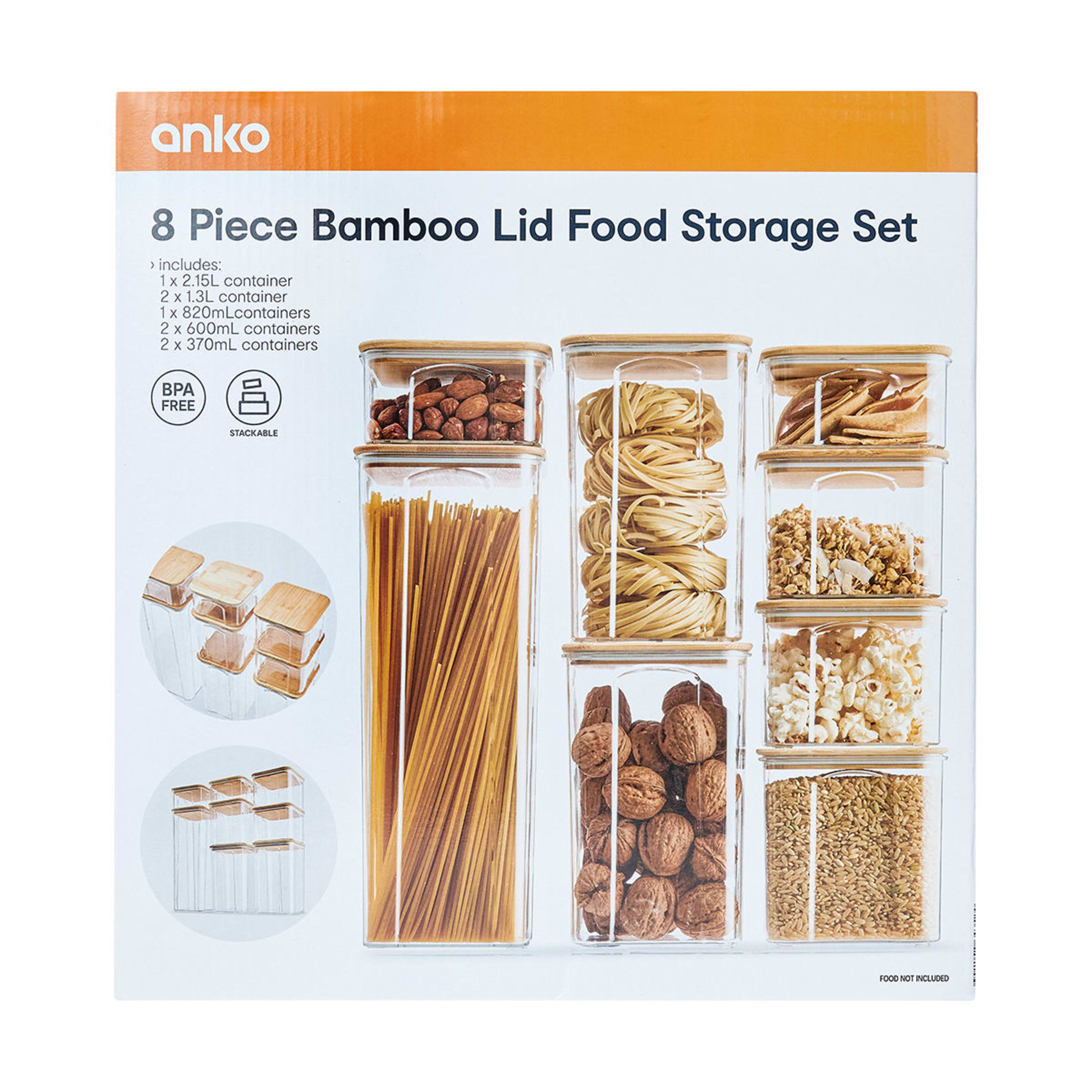 8 Piece Bamboo Lid Food Storage Set - Kmart