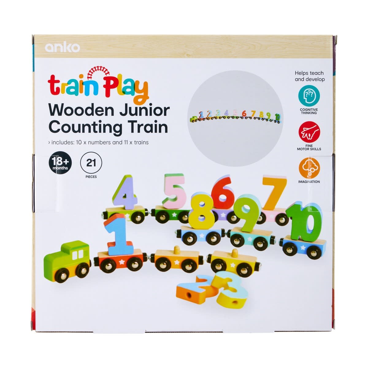 21 Piece Wooden Junior Counting Train - Kmart