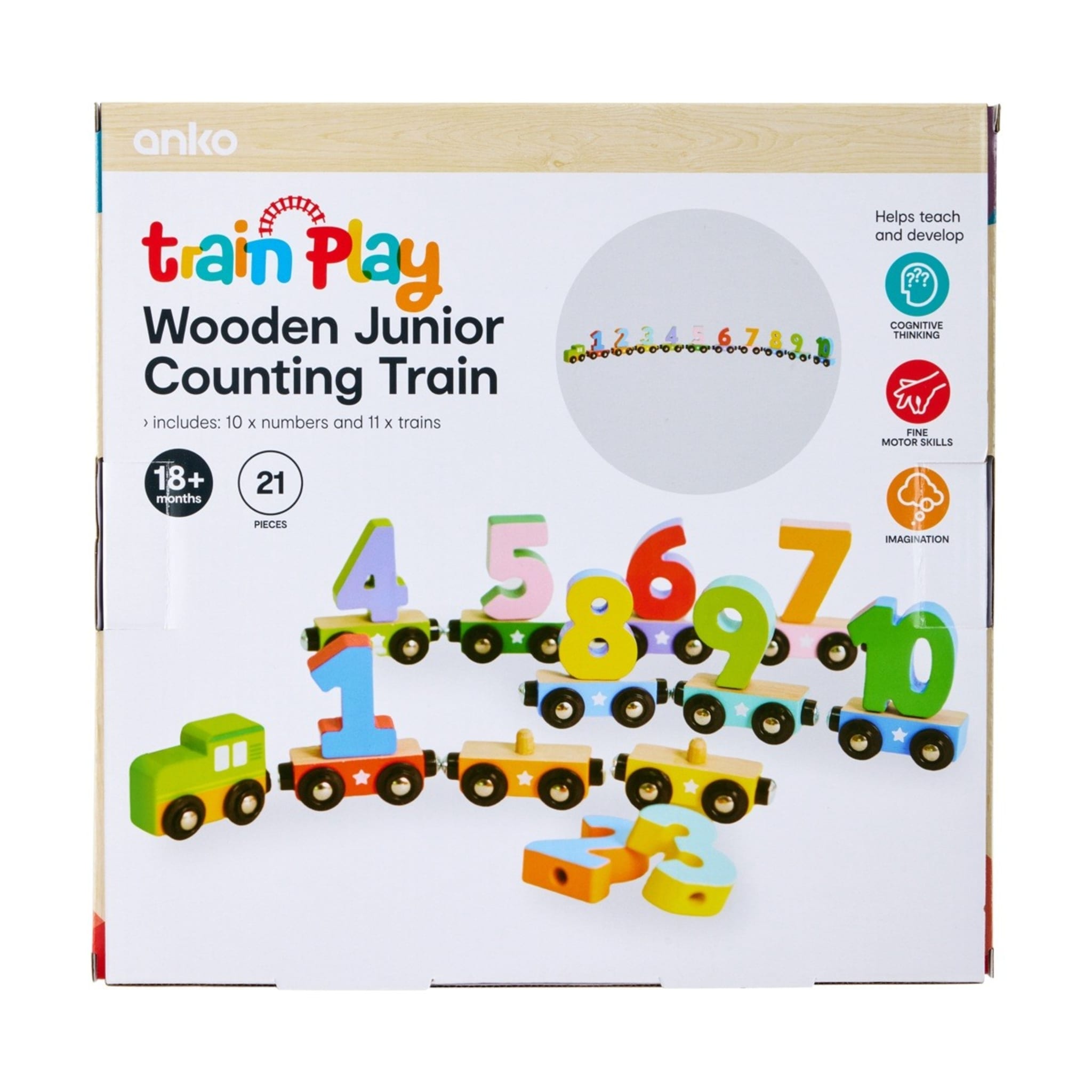 21 Piece Wooden Junior Counting Train - Kmart