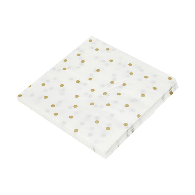 20 Pack Gold Print Polka Dot Napkins - Kmart NZ