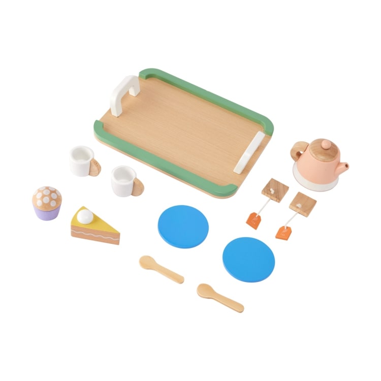 13 Piece Wooden Tea Playset - Kmart