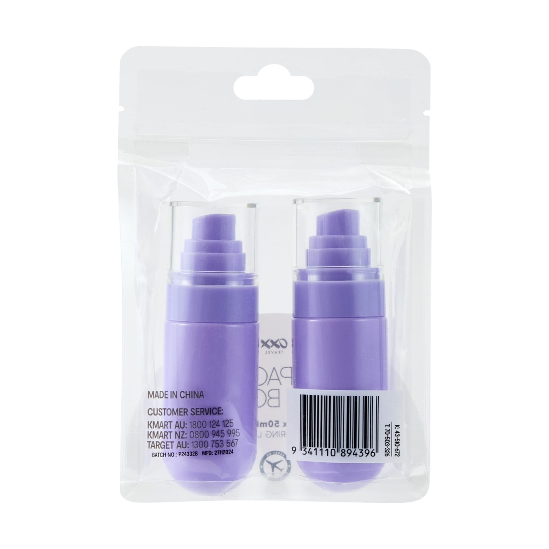OXX Travel 2 Pack Spray Bottle - Purple - Kmart