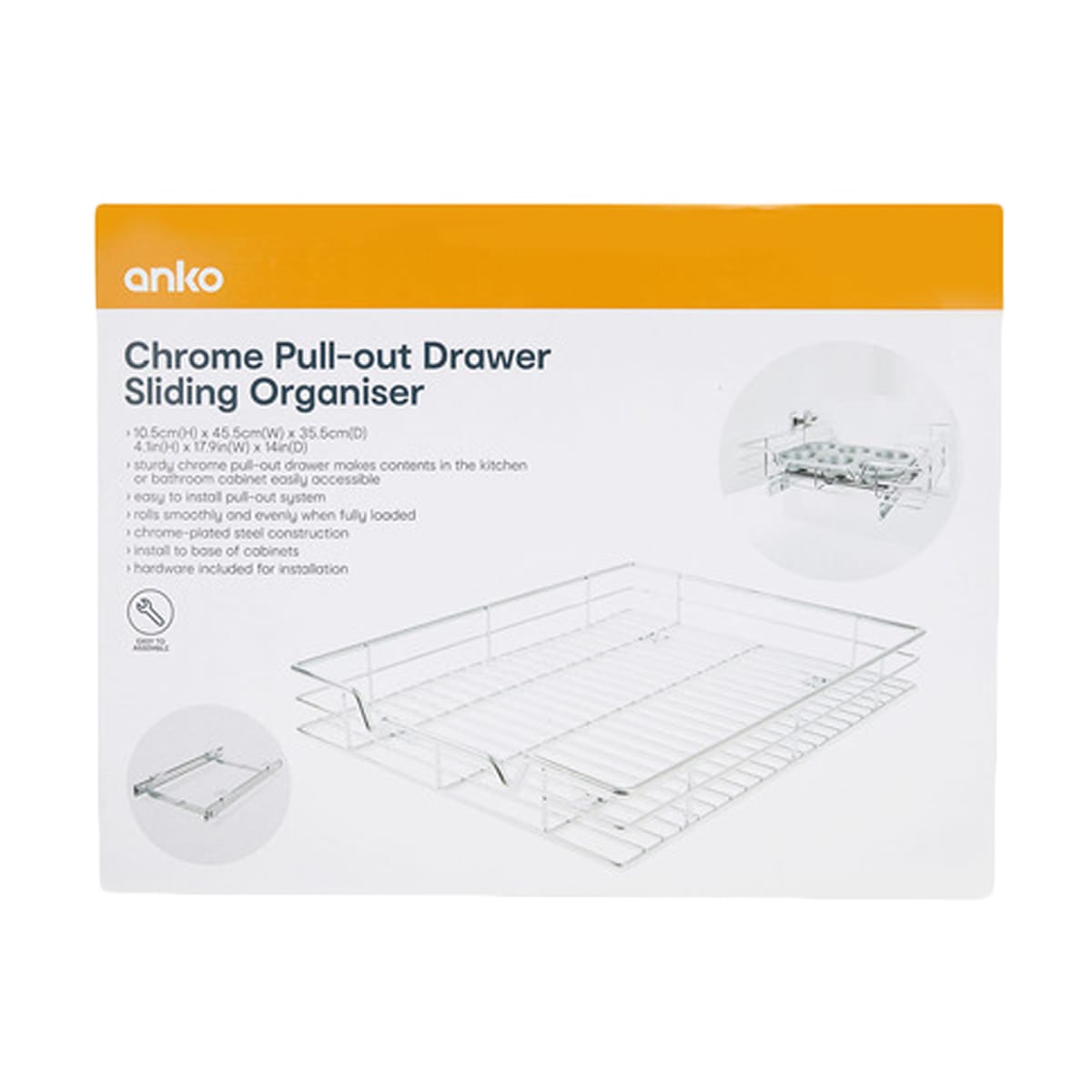 Chrome Pull-out Drawer Sliding Organiser - Kmart