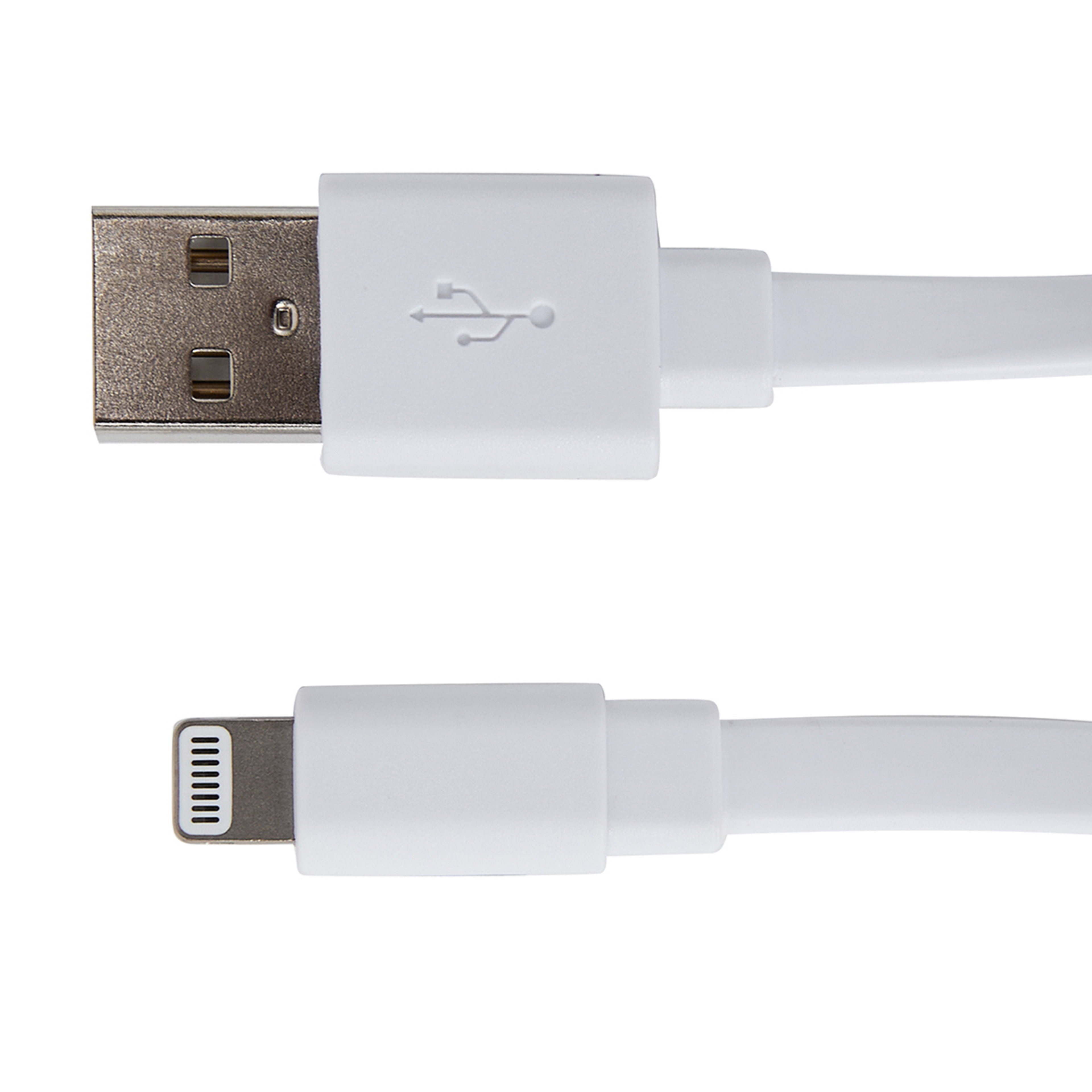 Short Noodle USB to Lightning Cable - 0.22m, White - Kmart
