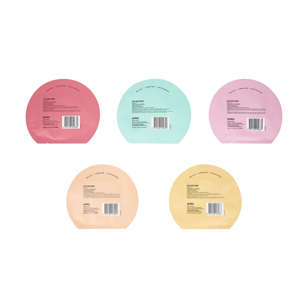 5 Pack Super Fruits Sheet Masks 20ml - Kmart