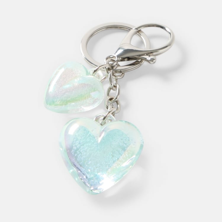 Heart Keyring - Blue and Silver Tone - Kmart