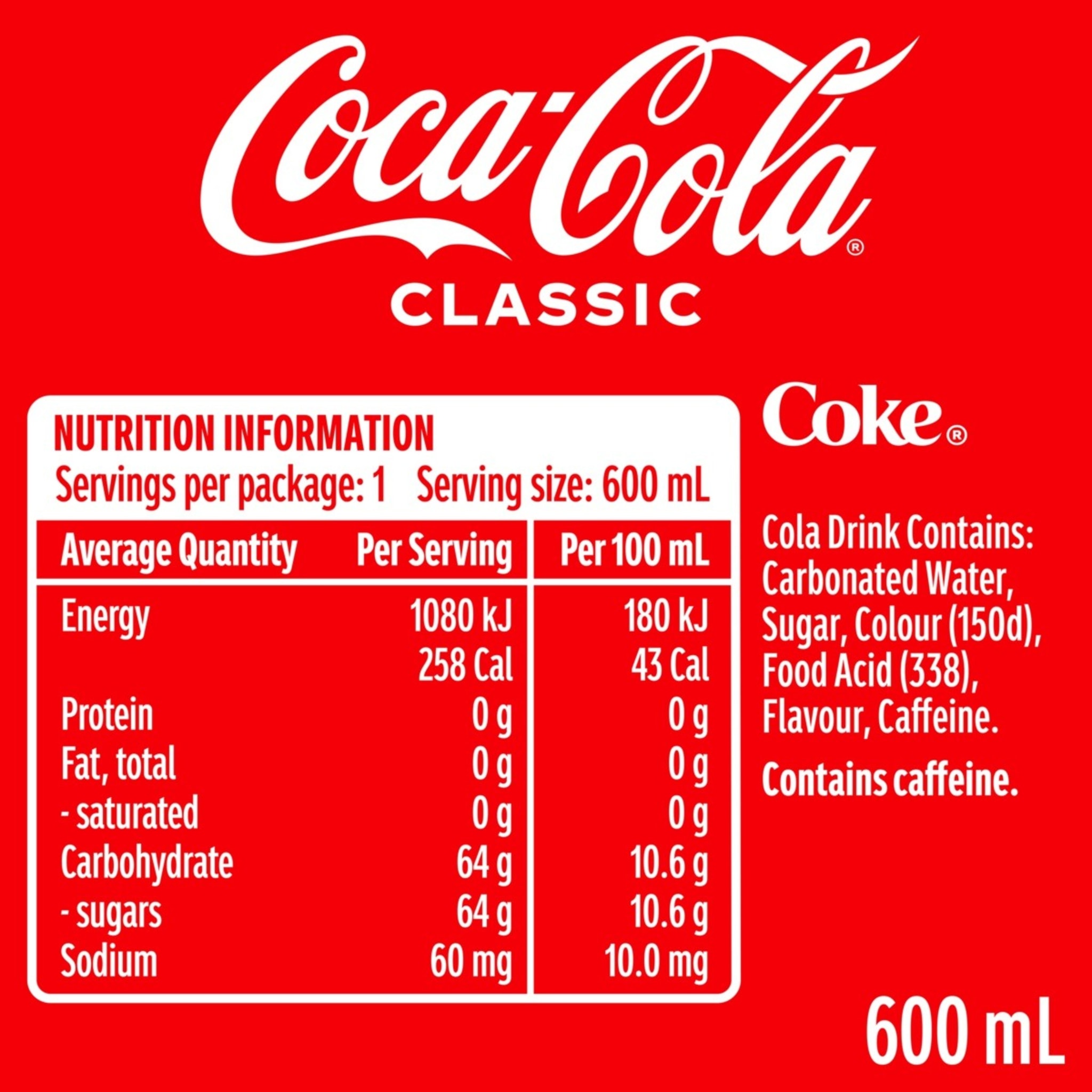 Coca-Cola Classic Soft Drink Bottle 600ml - Kmart NZ
