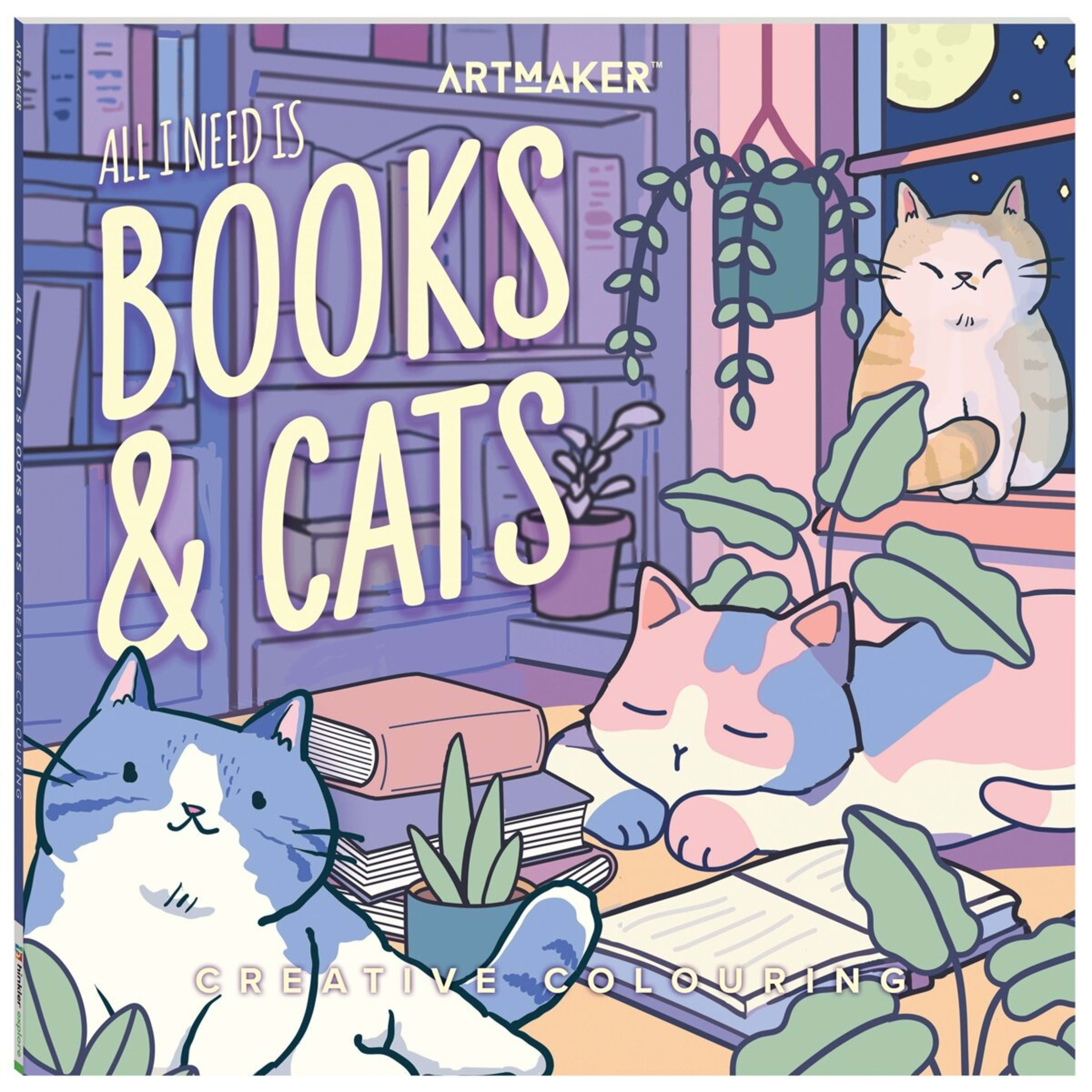 Art Maker All I Need Is Books & Cats Creative Colouring Book - Kmart