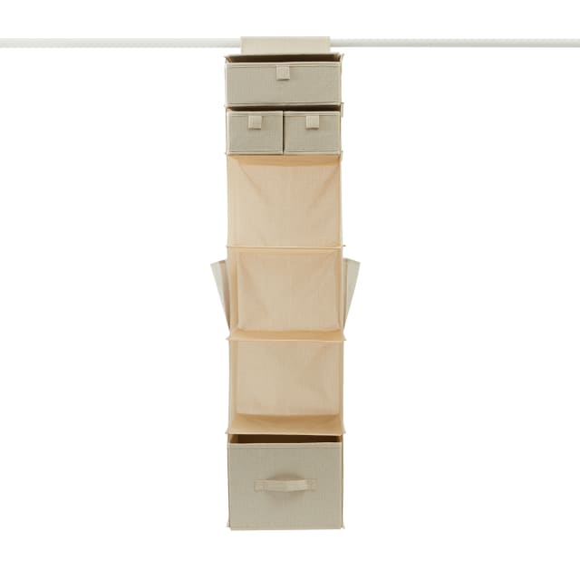 Linen Look Hanging Shelving with Drawers - Beige - Kmart