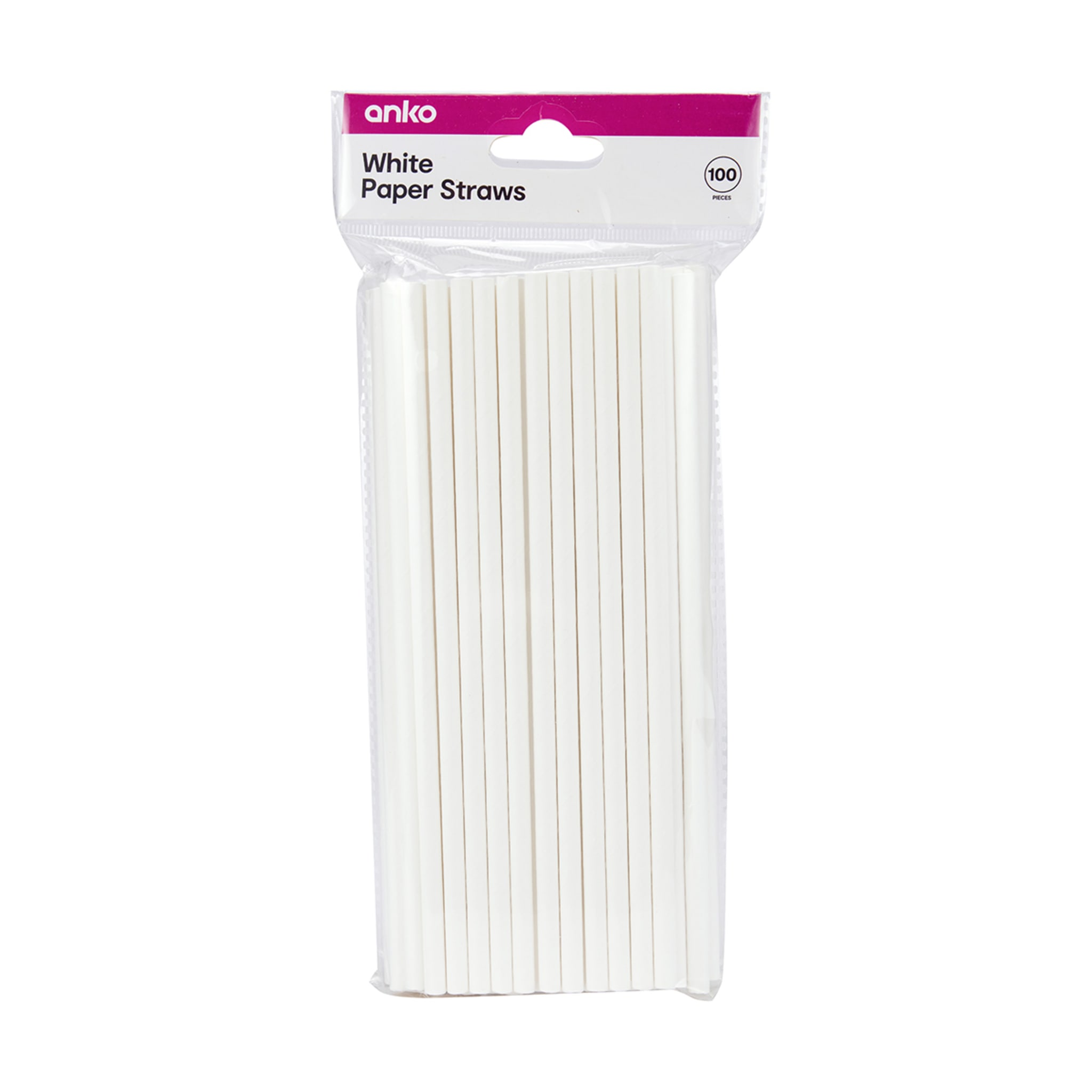 100 Pack White Paper Straws - Kmart