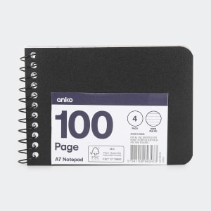 4 Pack A7 Notepad - Black - Kmart