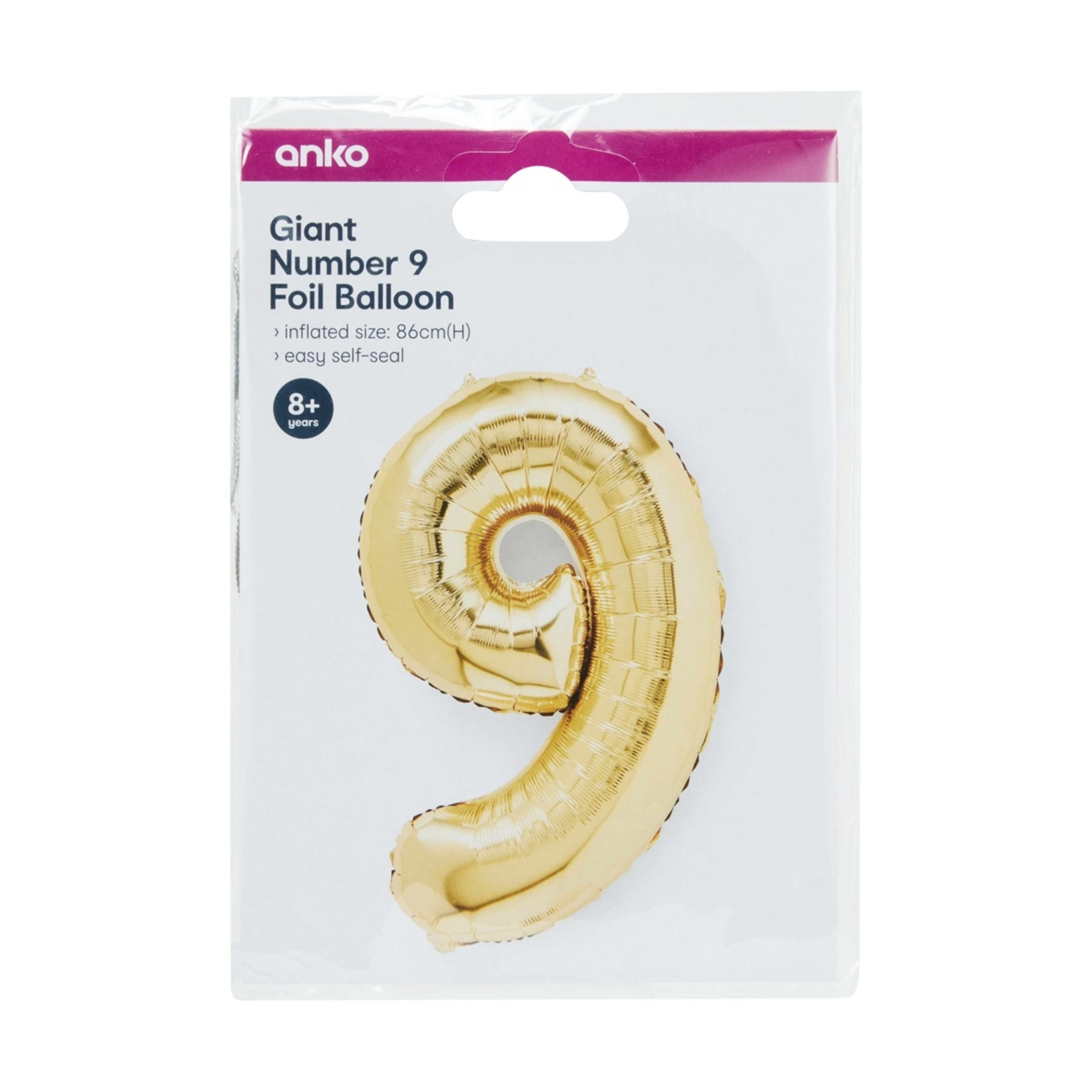 Gold Look Giant Number 9 Foil Balloon - Kmart