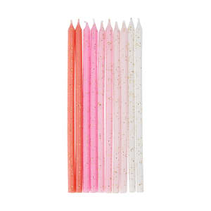 10 Pack Glitter Candles - Pink - Kmart