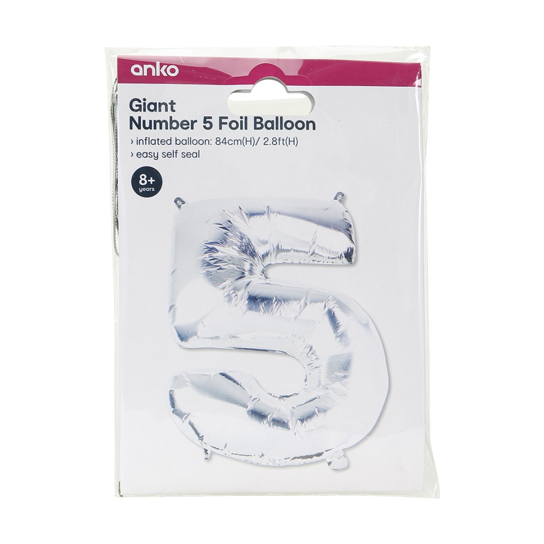 Giant Number 5 Foil Balloon - Kmart