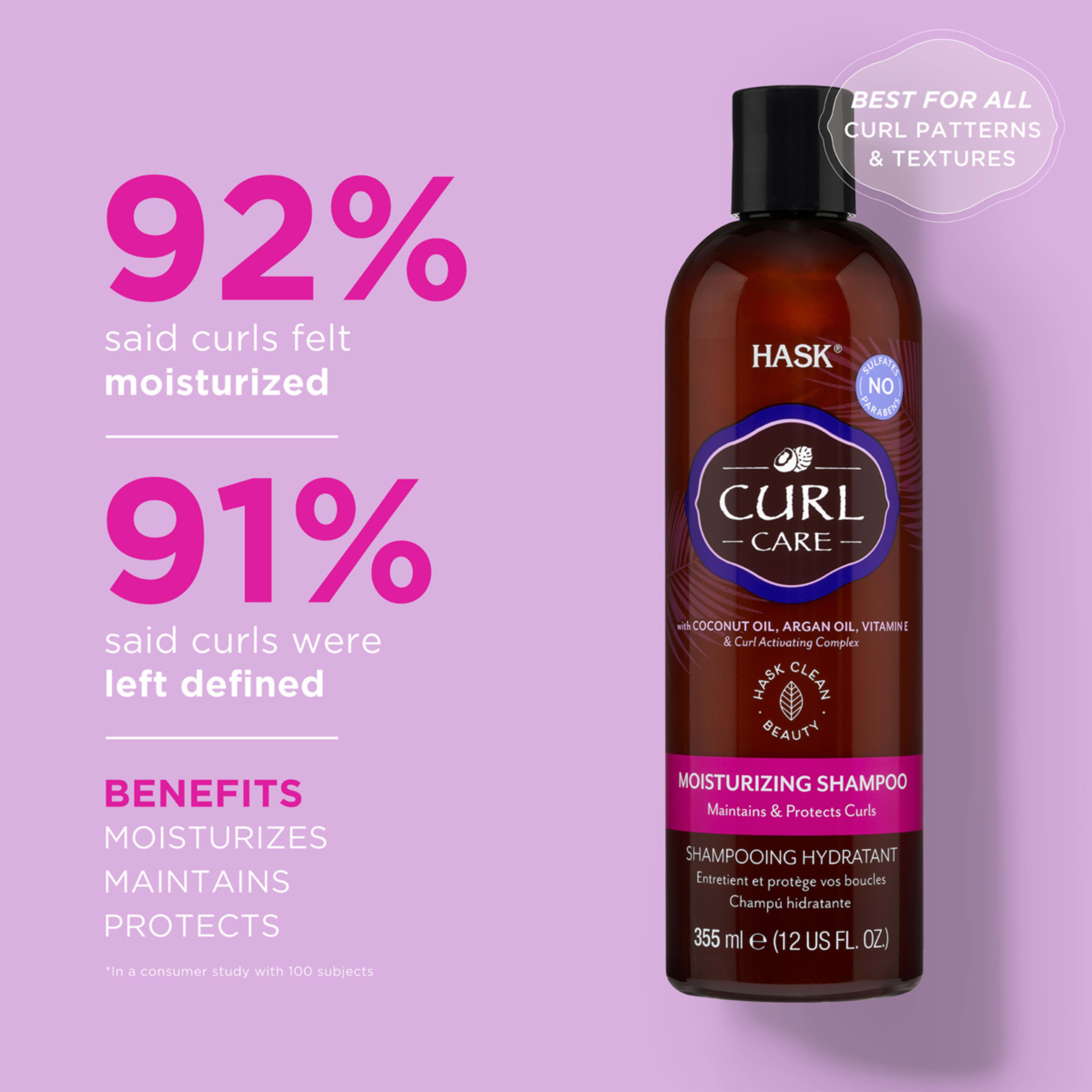 HASK Curl Care Moisturizing Shampoo 355ml - Coconut Oil, Argan Oil ...