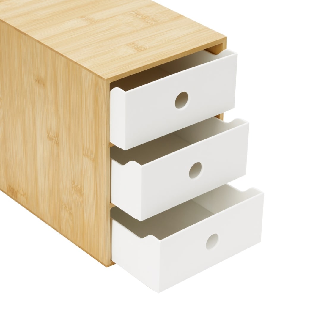 Bamboo and Plastic Vertical 3 Drawers - Kmart