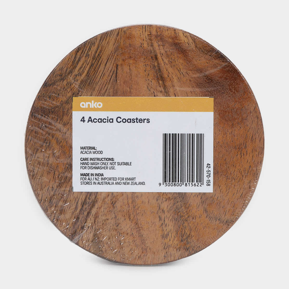 Set of 4 Acacia Wood Coasters - Kmart