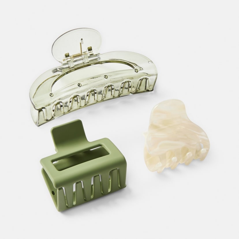 3 Pack Mix Statement Claw Hair Clips - Kmart