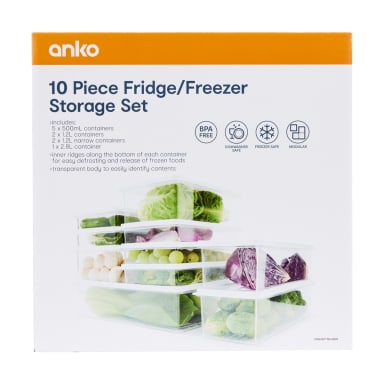 10 Piece Fridge/Freezer Storage Container Set - Kmart