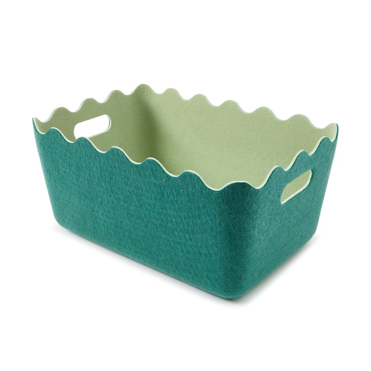 Two Tone Wave Felt Basket - Green - Kmart NZ