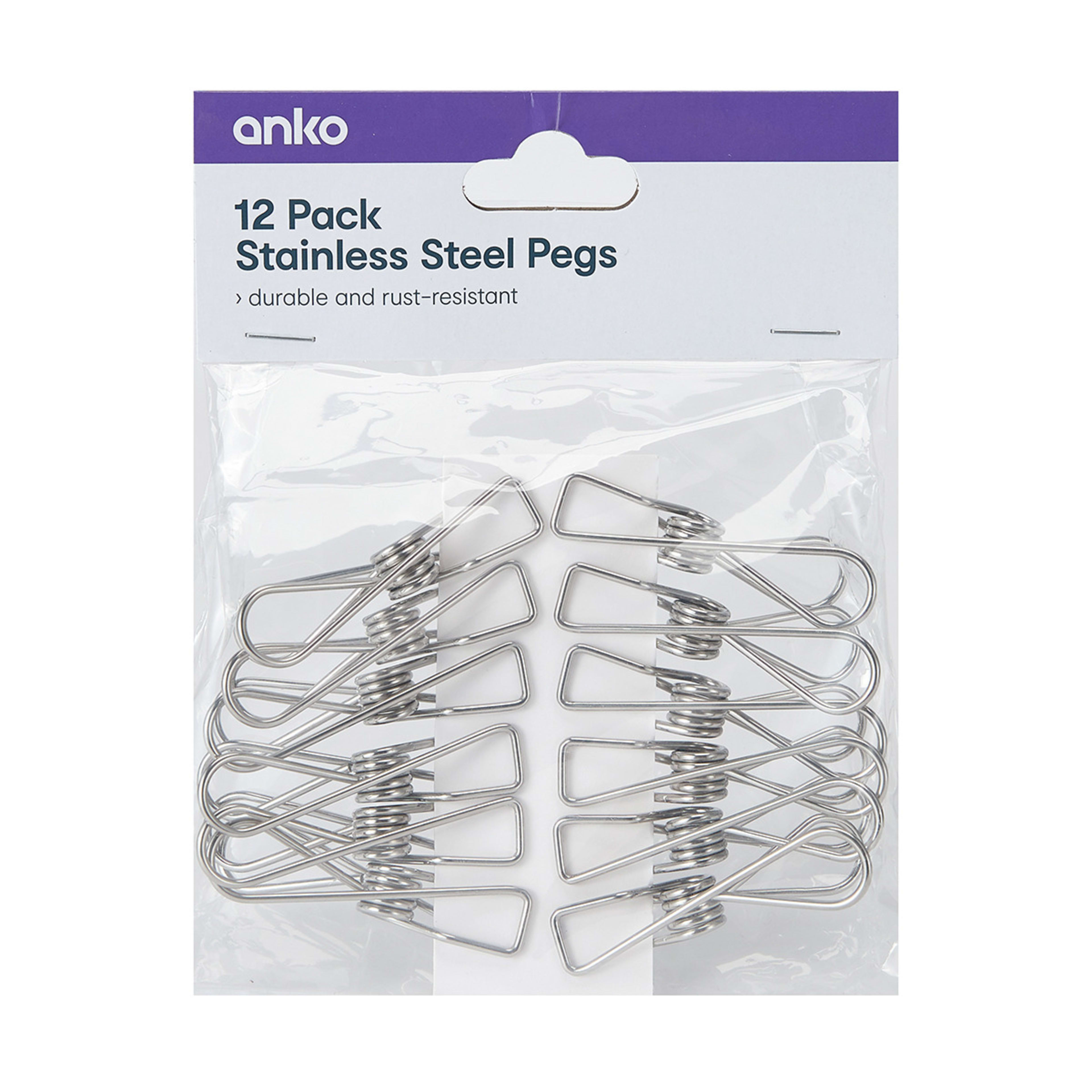 12 Pack Stainless Steel Pegs - Kmart