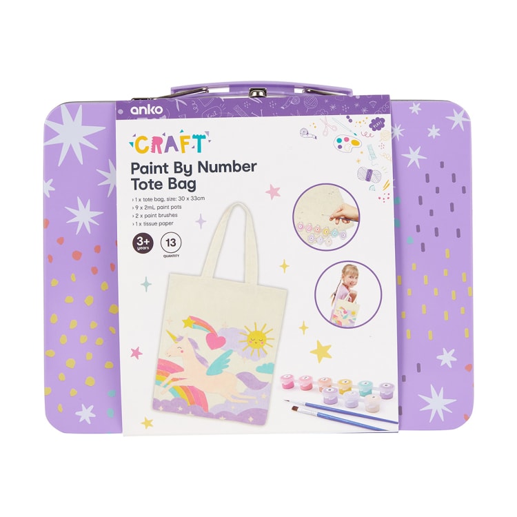 13 Piece Paint by Number Tote Bag - Unicorn - Kmart