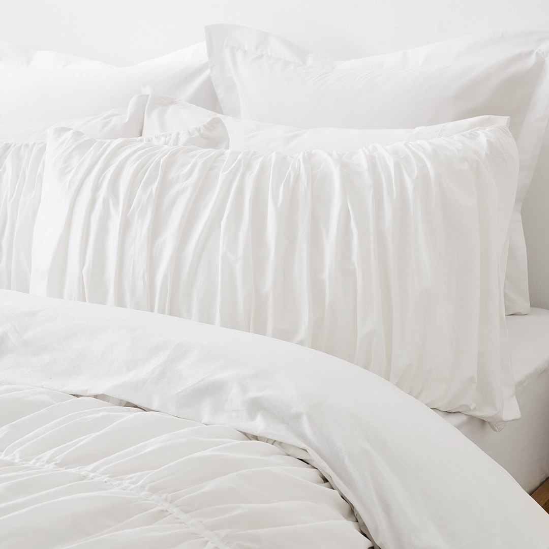 Arlo Cotton Quilt Cover Set - Queen Bed, White - Kmart