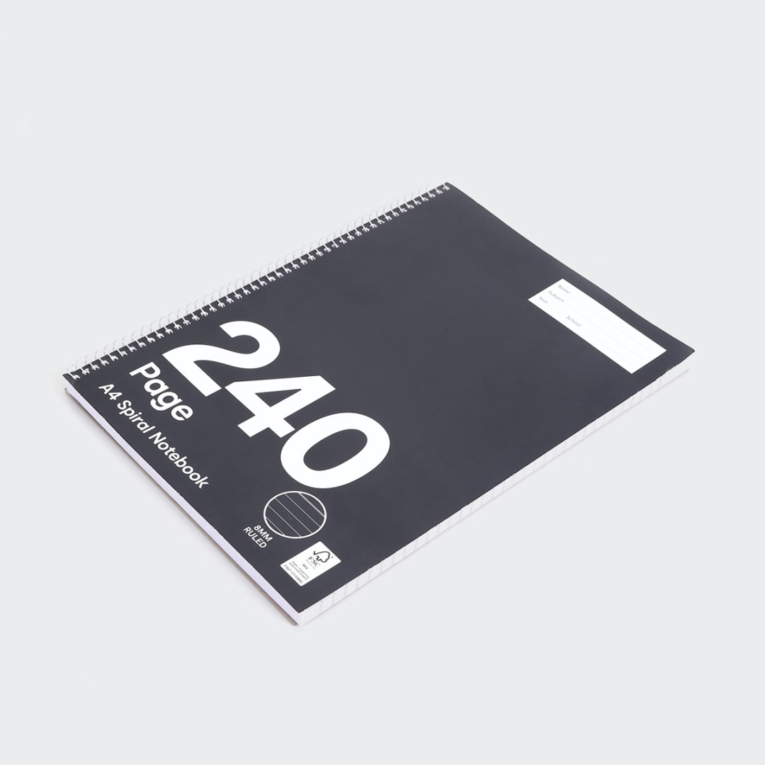 240 Page A4 Spiral Notebook - Black and White - Kmart
