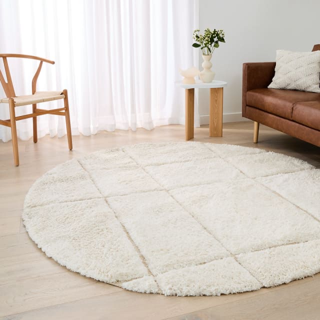 Sophia Round Rug - White - 180cm - Kmart