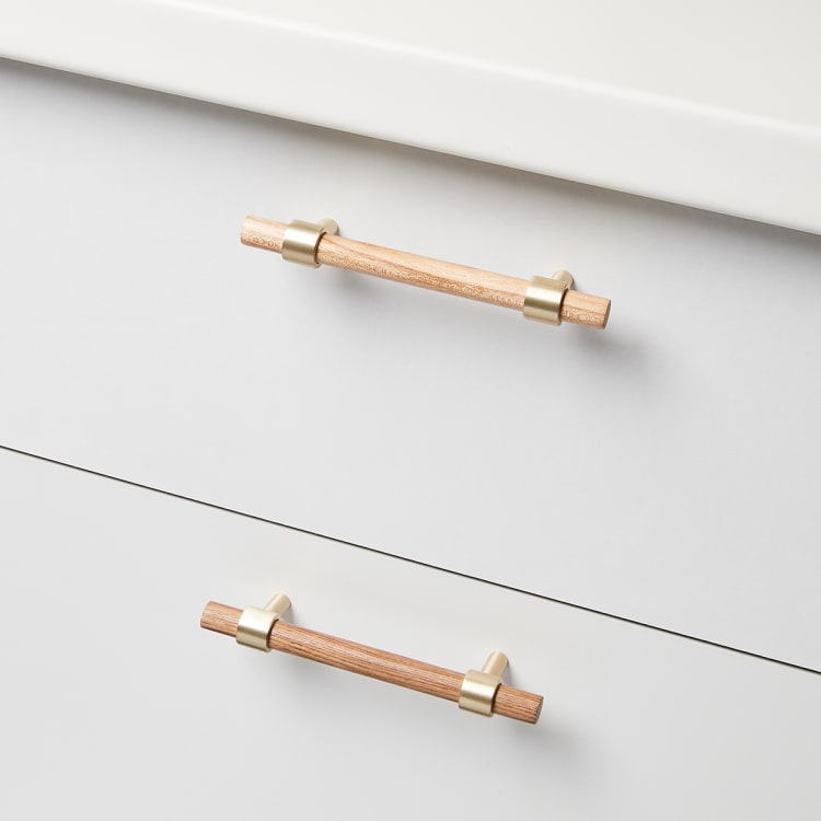2 Pack Large Oak and Gold Look Handles - Kmart