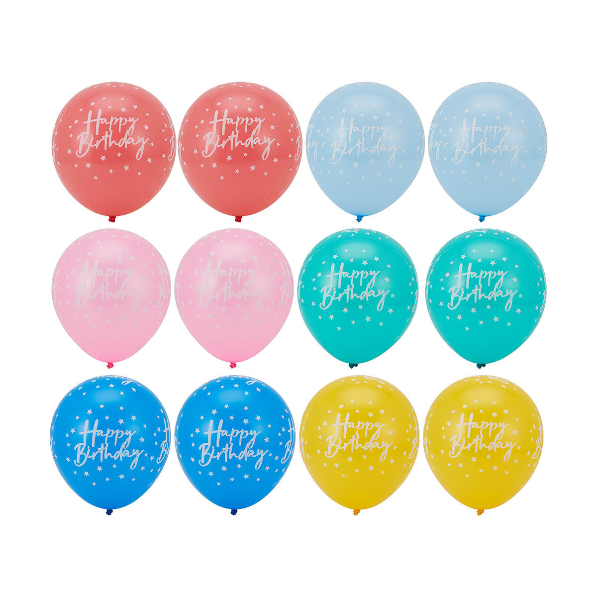 12 Pack Multi Colour Happy Birthday Balloons - Kmart