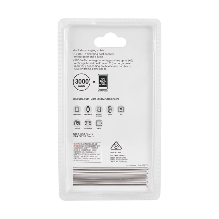 3000mAh Portable Lipstick Charger - Blue and Green - Kmart