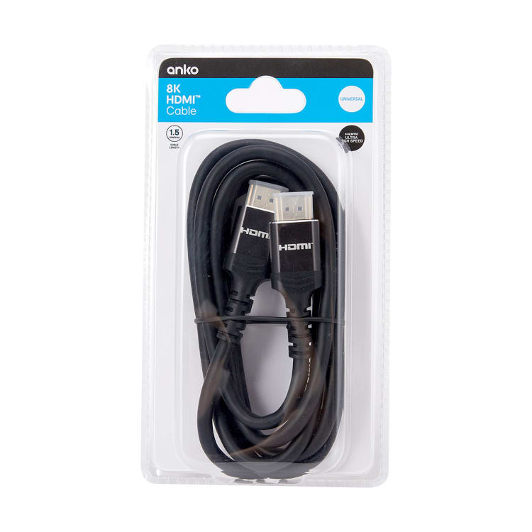 8K HDMI Universal Cable - 1.5m, Grey - Kmart